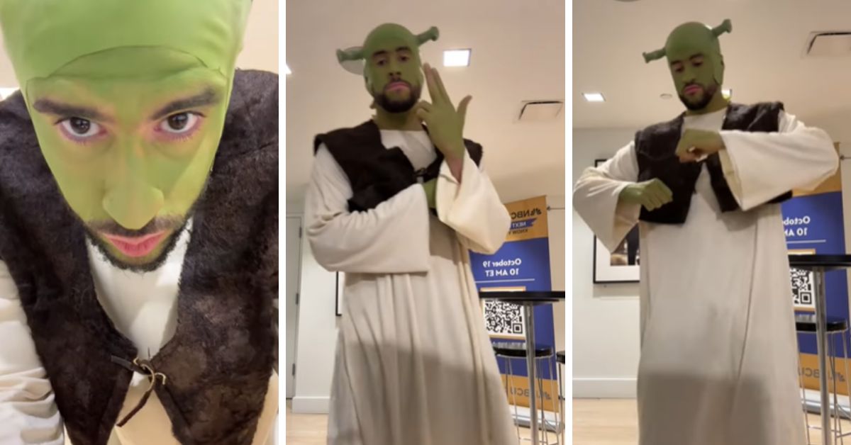 Bad Bunny se alistó para Halloween con un disfraz de Shrek