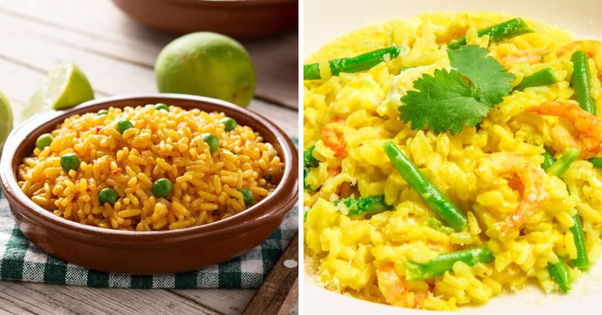 Arroz amarillo casero con pollo y vegetales